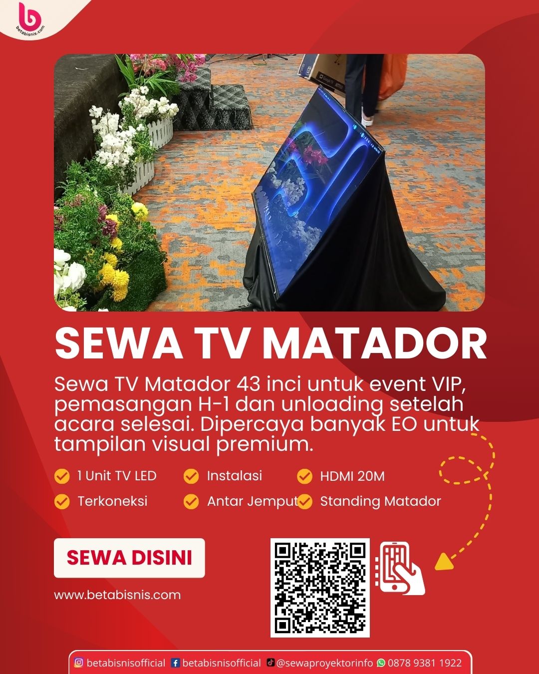Sewa TV Matador 43 inci untuk Event VIP | Sewa / Rental Proyektor ...
